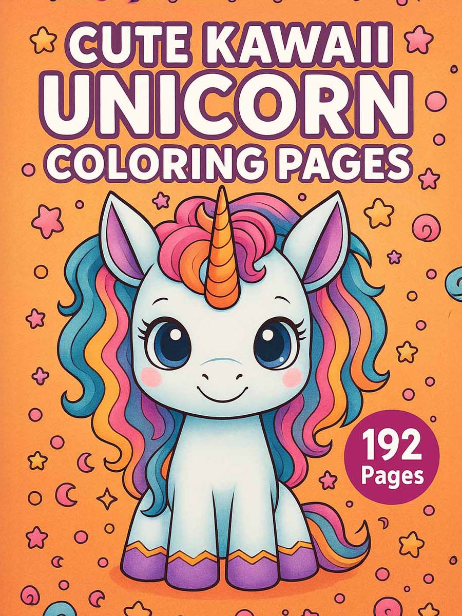 Cute Kawaii Unicorn Coloring Pages (192 Pages) | Printable Coloring Shop